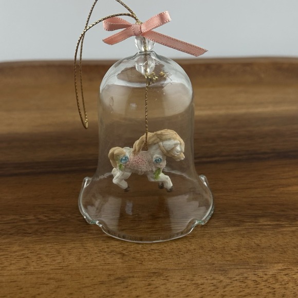 Holiday | 3 Vintage Ornament Glass Souvenir Bell With Carousel Horse ...